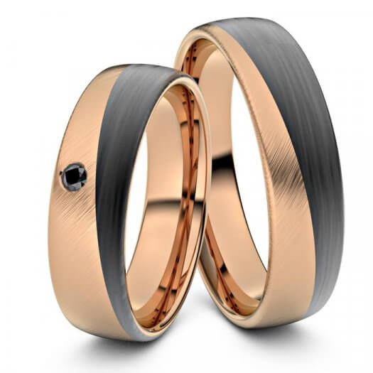 Ausgefallene Eheringe: Gold, Schwarz oder Motive toll kombiniert