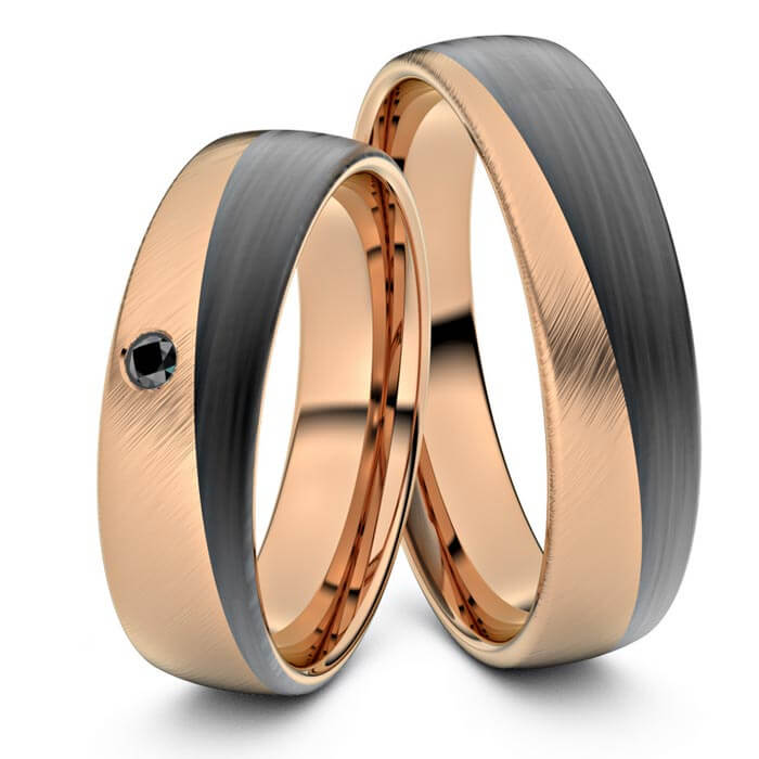 Ausgefallene Eheringe: Gold, Schwarz oder Motive toll kombiniert