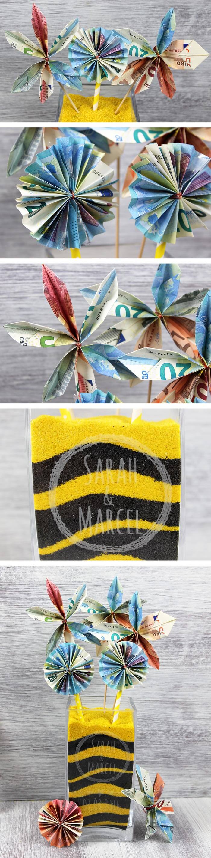 Geldblumen: Tolle Blumen aus Geld für die Hochzeit falten